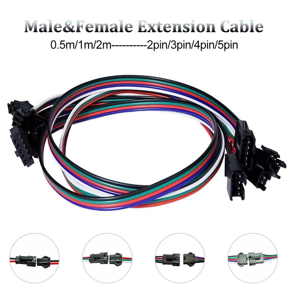 2Pin-3Pin-4Pin-5Pin-Male-Female-Extension-Cable-0-5m-1m-2m-JST-Wire ...