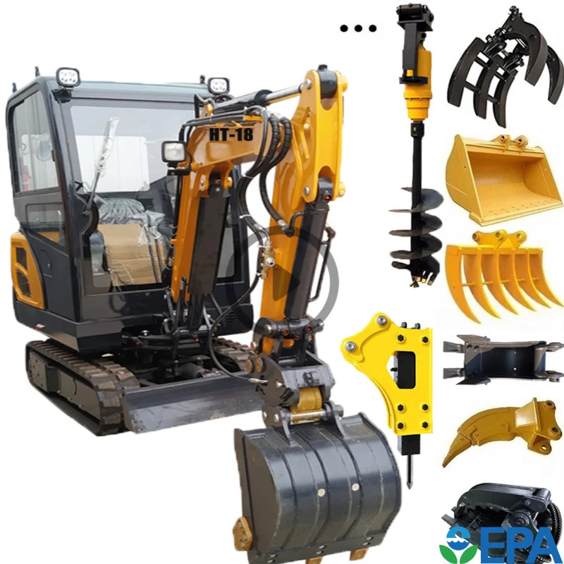 Mini Digger 1000kg Hydraulic Mini Excavator Loader Bagger Auger Grab ...