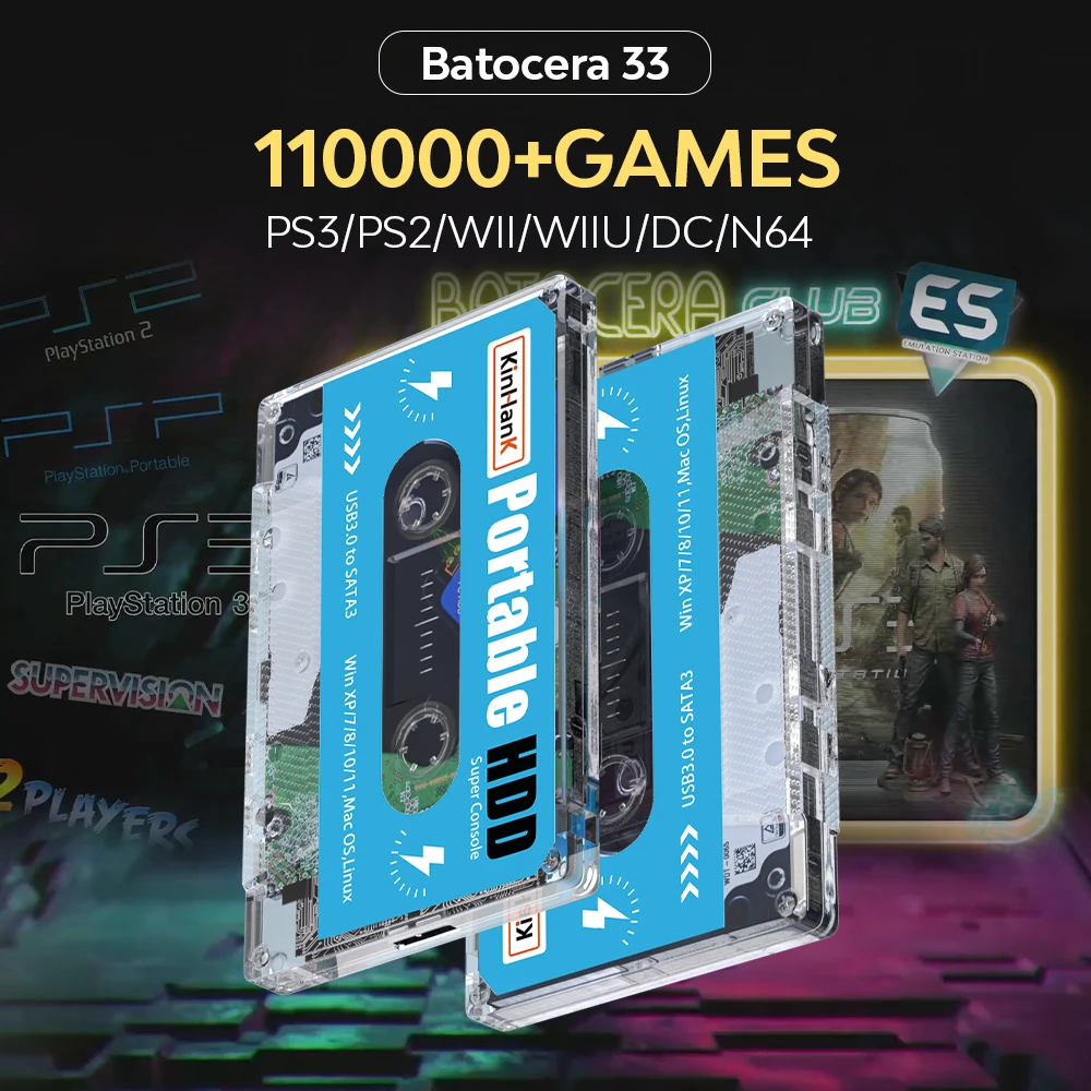 Kinhank Super Console X 500g Hdd Batocera 33 System Game Hard Drive Disk With 110000 Games For ...