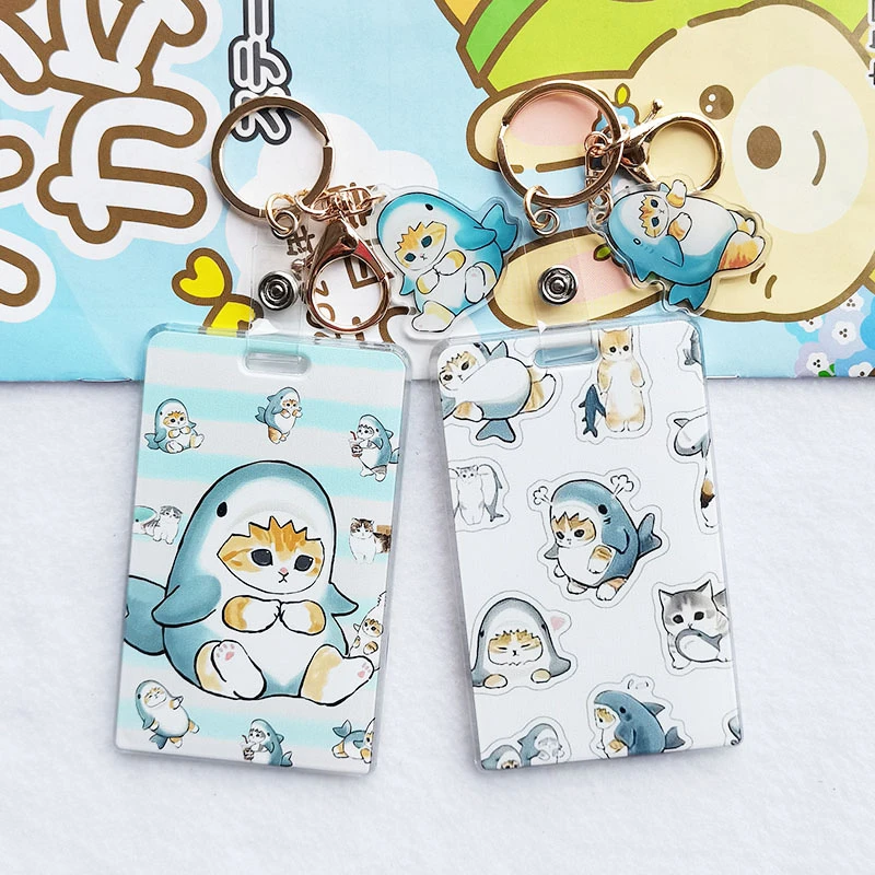 Cute Shark Cat Fried Shrimp Cat Key Ring Mofusand Card Holder Kawaii ...