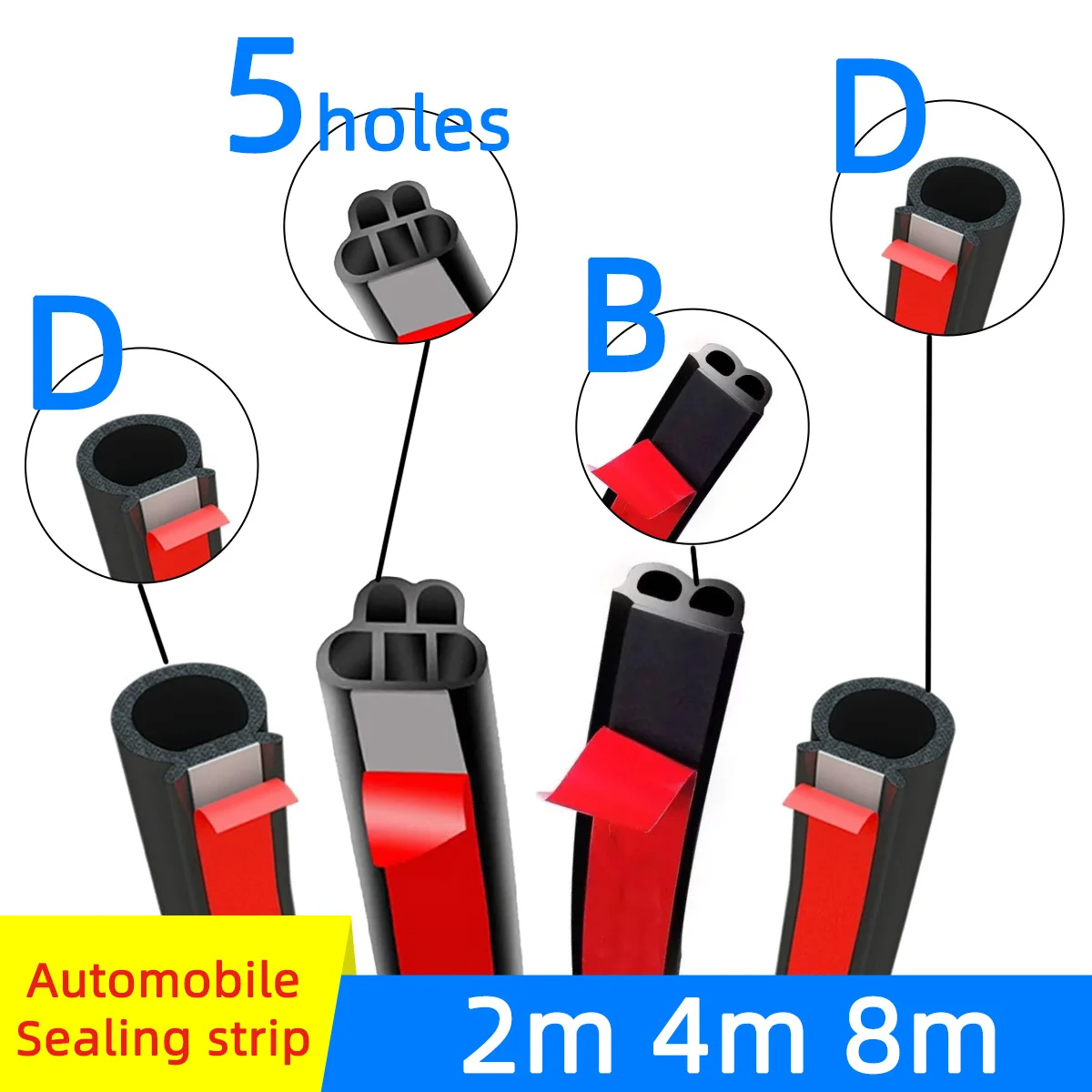 2-4-8m-Car-Door-Seal-Strip-Auto-Rubber-Seal-D-B-Type-Noise-Insulation ...