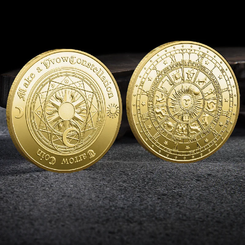 Constelación de adivinación de sol y luna chapada en oro, colección de ...