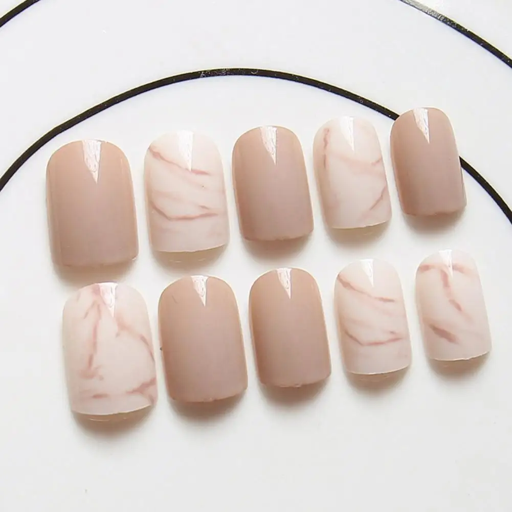 24Pcs-Marble-Acrylic-Fake-Nail-Set-Long-Ballet-False-Nails-Art ...