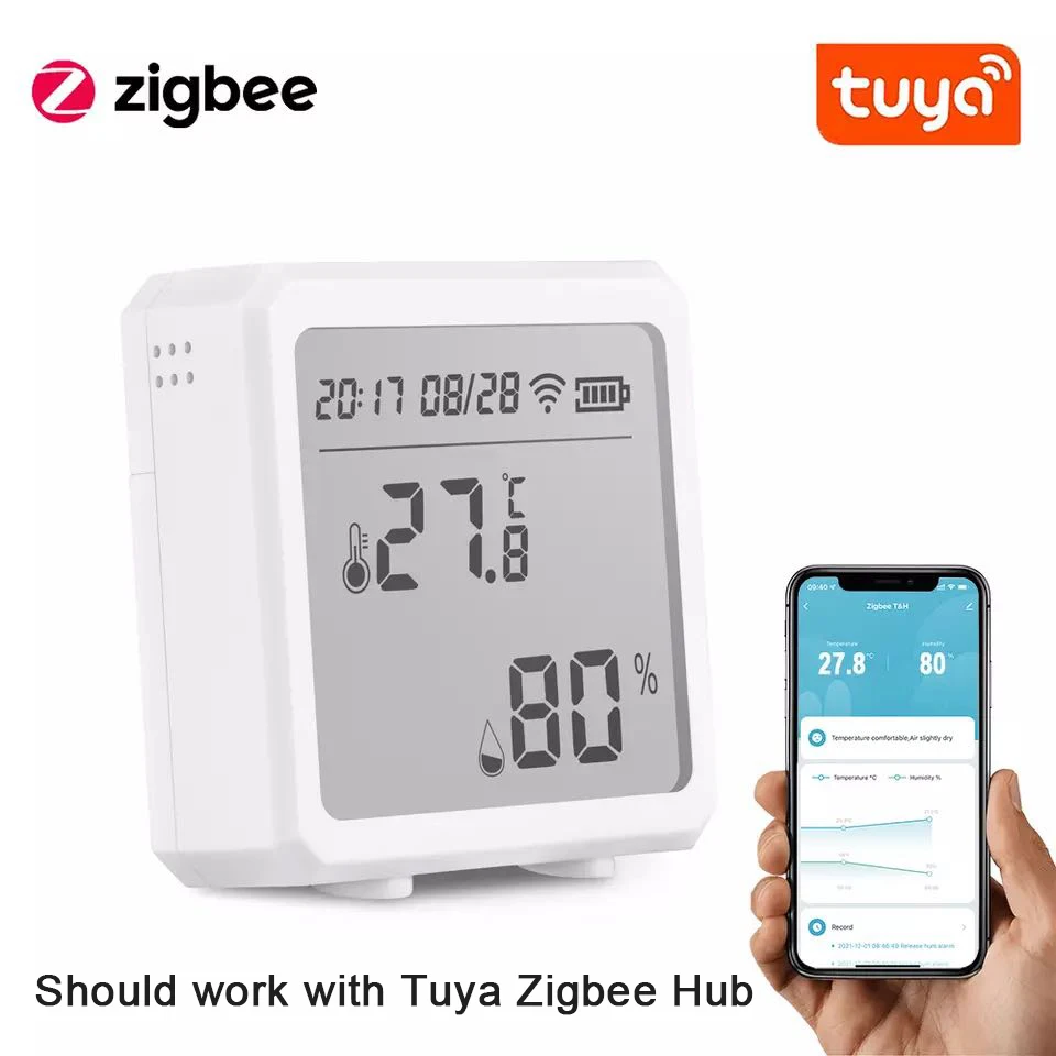 Sensor inteligente de temperatura y humedad Tuya Zigbee, termómetro inalámbrico con pantalla LCD ...