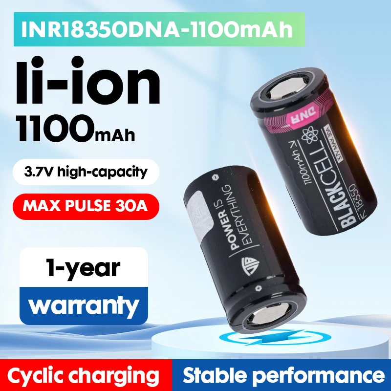 Blackcell-Lithium-ion-18350DNA-Battery-3-7V-1100mAh-Rechargeable ...