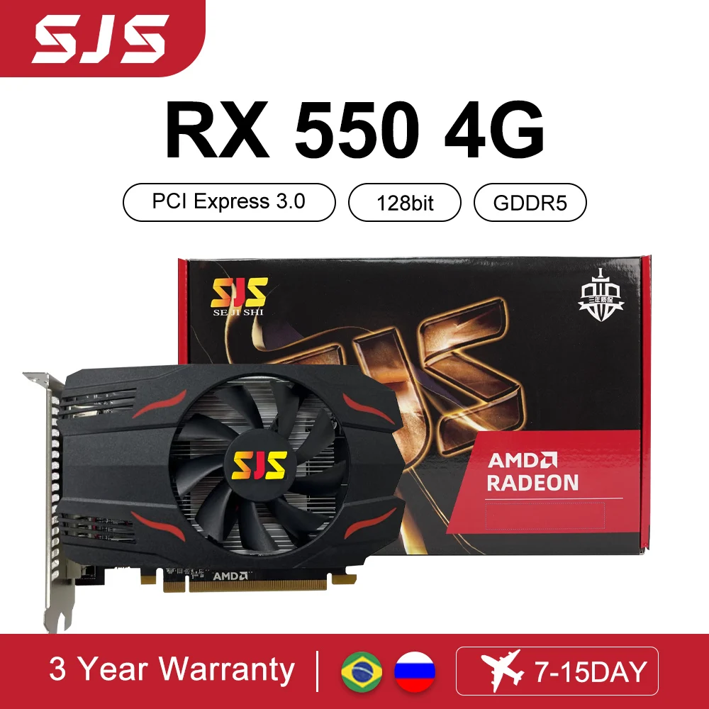 SJS Video Card RX 550 4GB Graphics Cards 128Bit GDDR5 AMD GPU RX550 4GB Mining Gaming Card placa ...