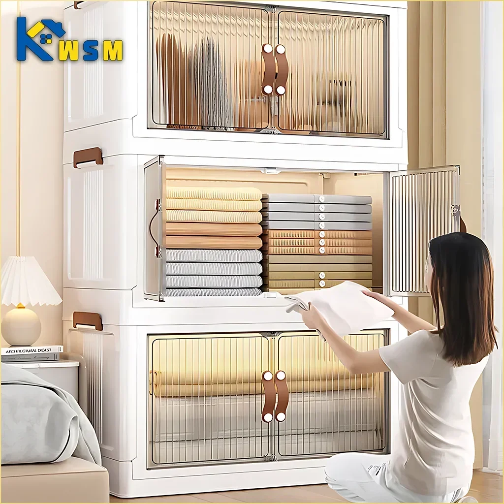 Installation-free-Multi-layer-Folding-Double-door-Storage-Cabinet ...