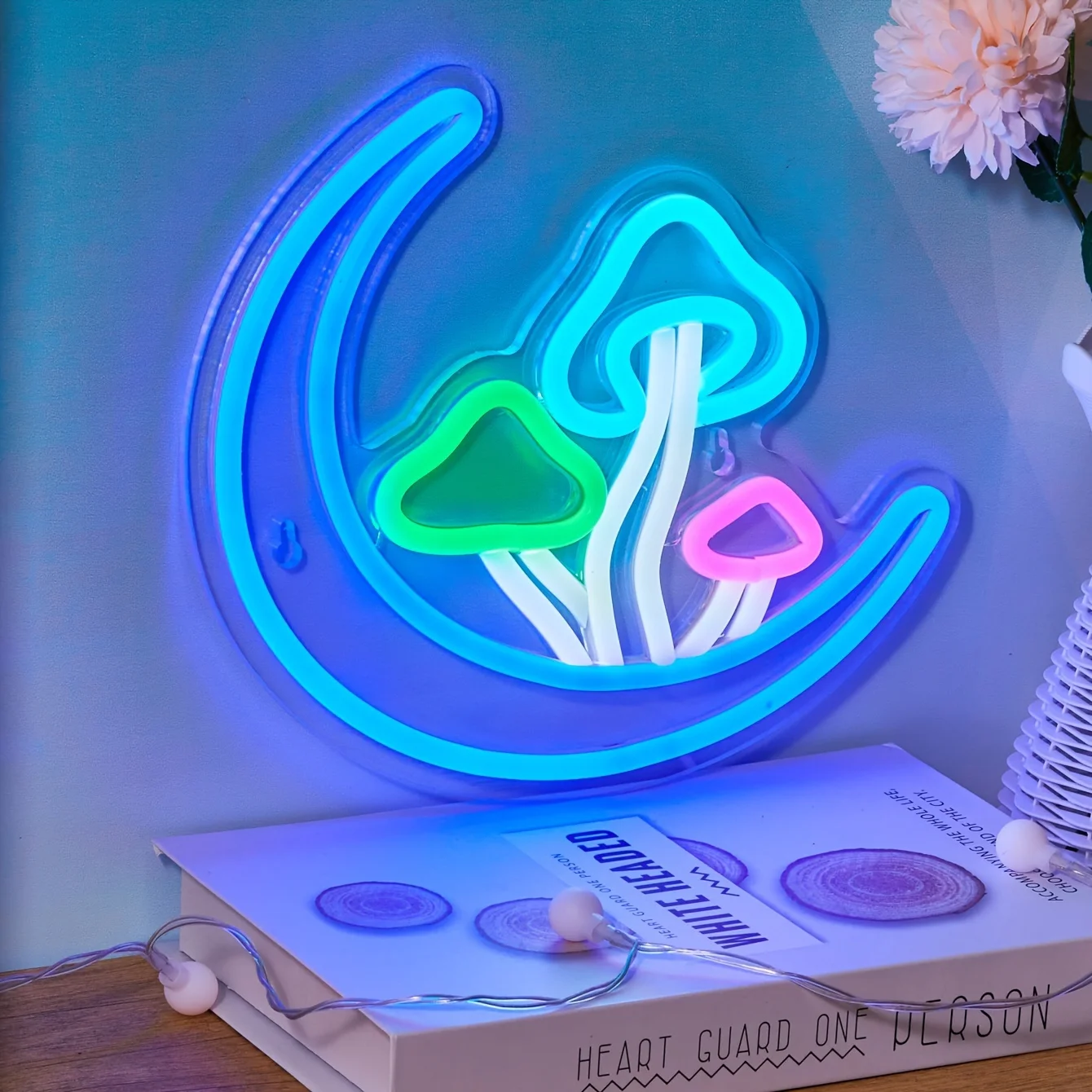 Mushroom-Moon-Neon-Sign-Led-Neon-Signs-for-Wall-Decor-Blue-Light-Up ...