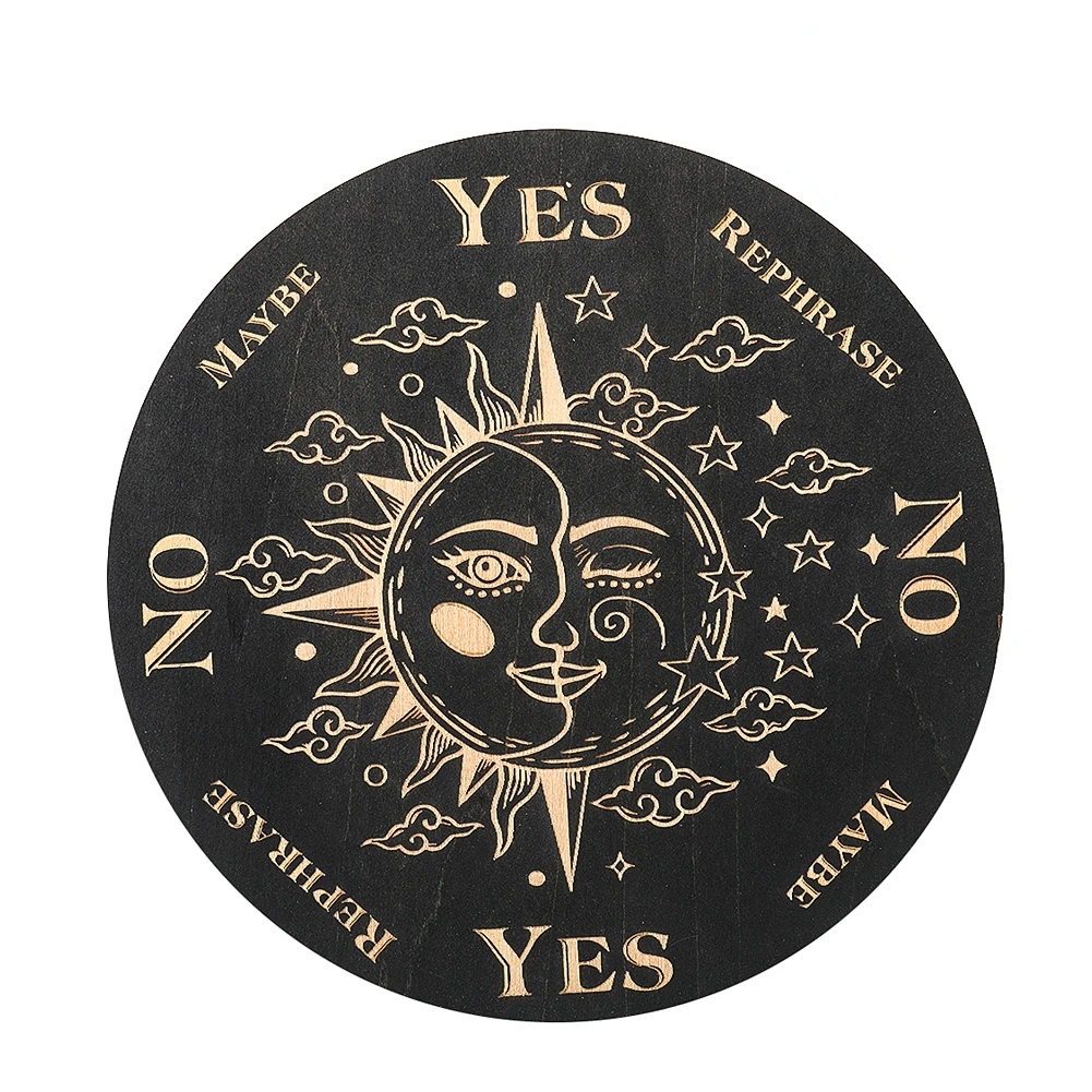 Dowsing Divination Pendulum Board Moon Star Wood Plate Fatima Eye ...