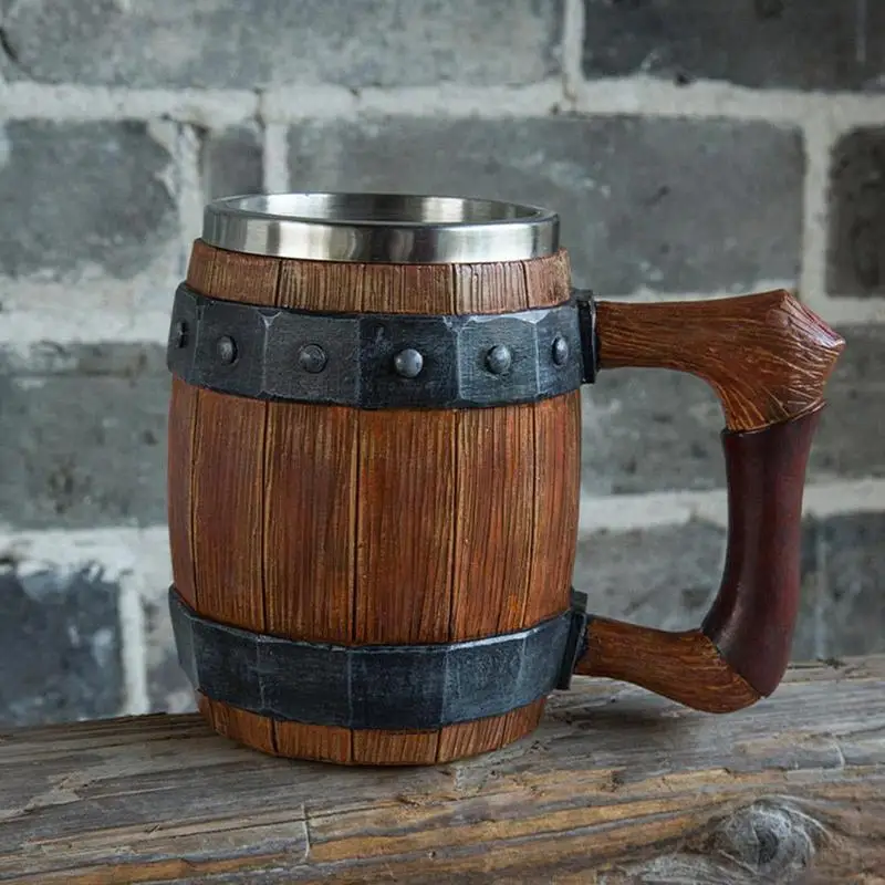 Viking-Drinking-German-large-wooden-barrel-beer-mug-Stainless-Steel ...