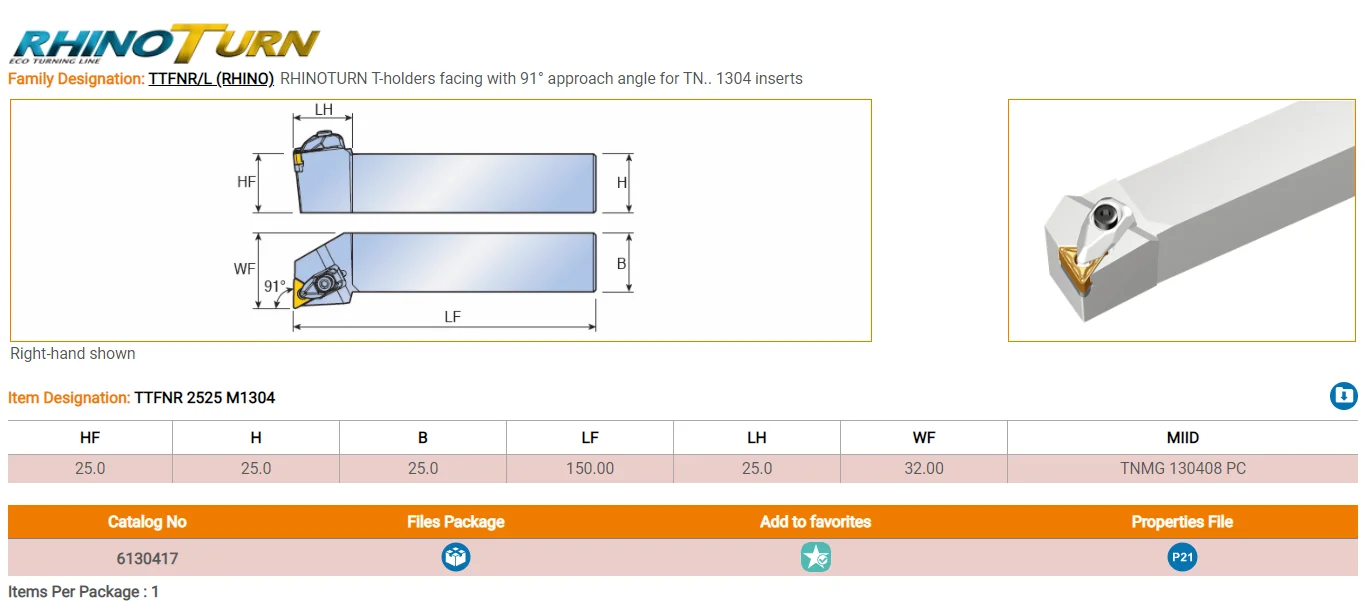 ORIGINAL 1PCS CARBIDE INSERT TTFNR 2525 M1304
