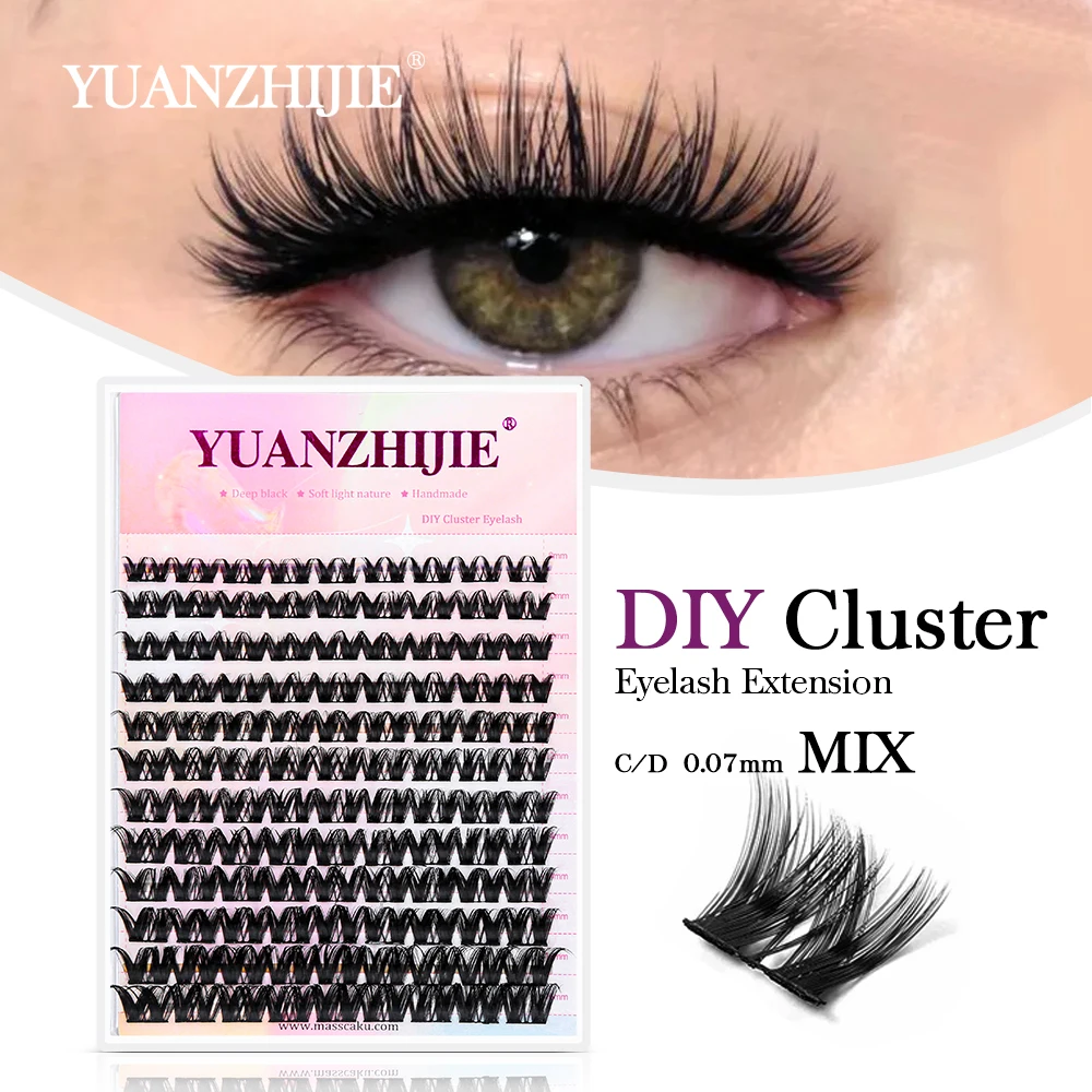 YUANZHIJIE-144-Volume-New-DIY-Cluster-Eyelash-Extension-Segmented-Natural-Lighter-Eyelashes ...