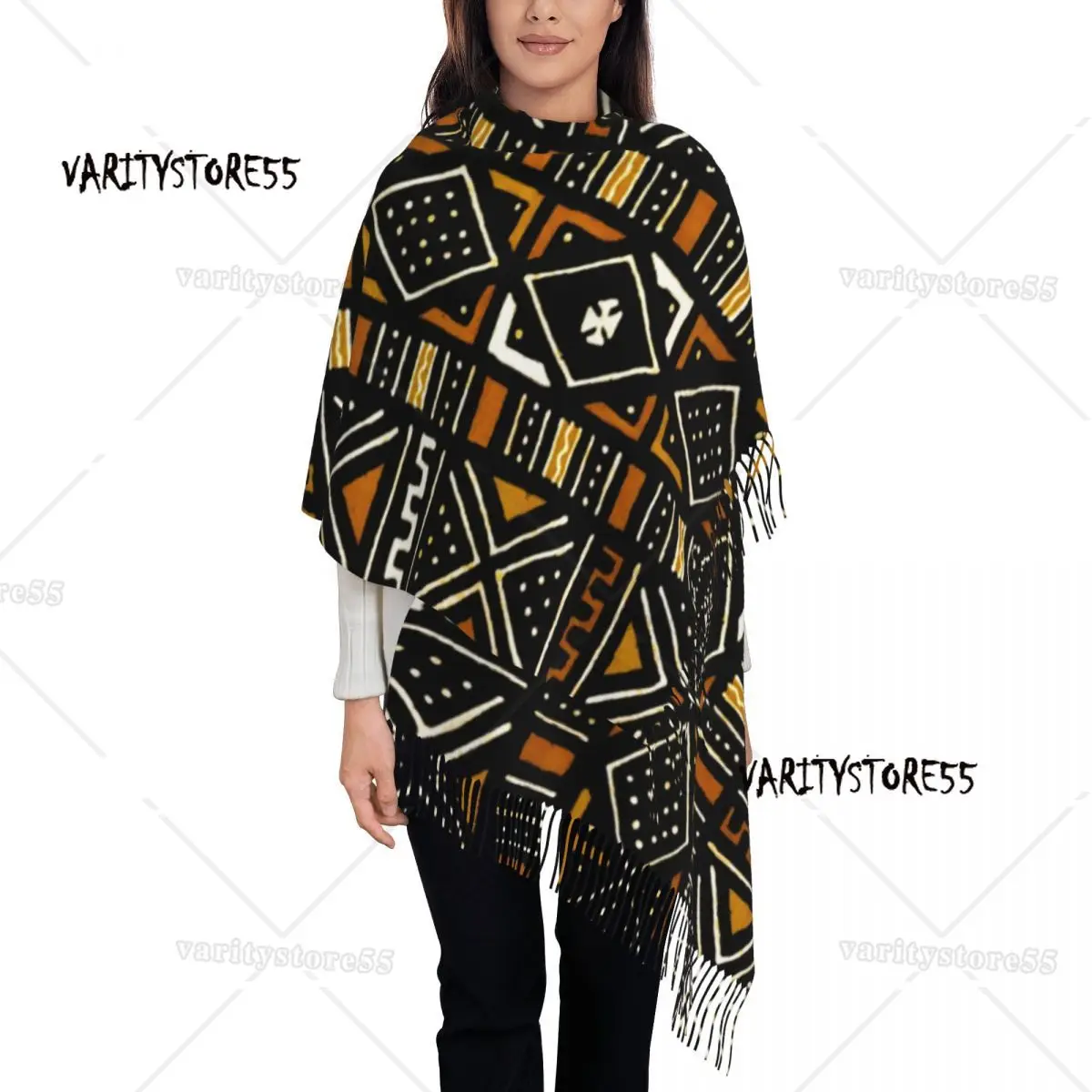 Custom Printed African Bogolan Scarf Men Women Winter Fall Warm Scarves ...
