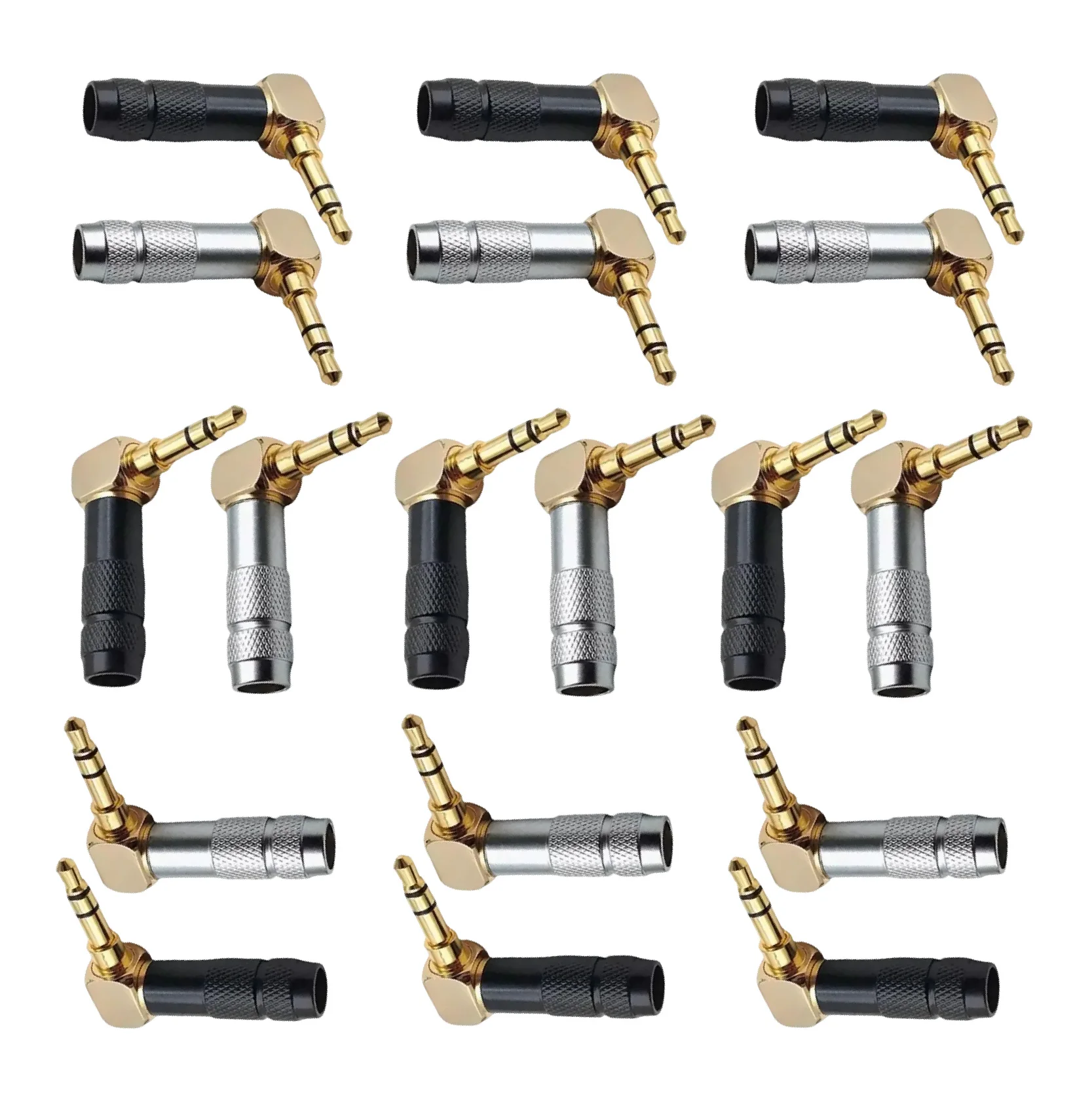 2Pcs Jack 3.5mm 90 Degree Right Angle 1/8" 3/4 Poles Earphone Plug 3.5 ...