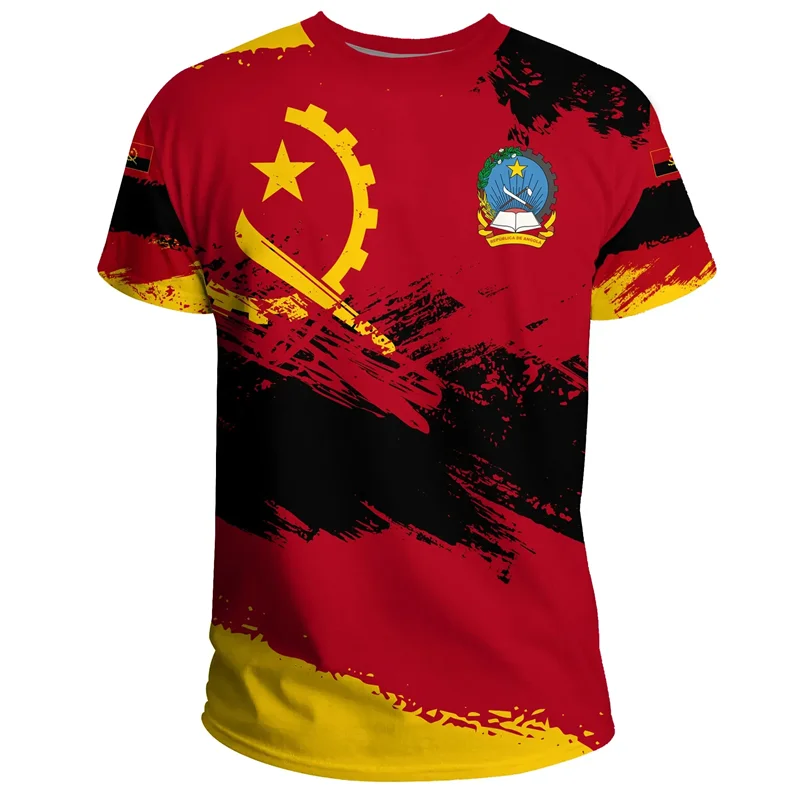 Angola Coat of Arms T-shirt For Men Summer 3D Printed T Shirts Crew ...