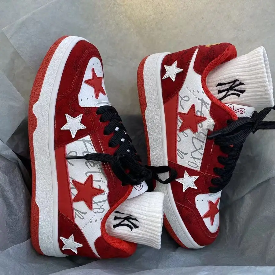 Sneakers College Style Women Shoes Women Vulcanize Shoes Casual Red ...