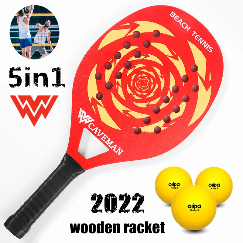New seaside high-end wooden beach racket set beach tennis racket with ...