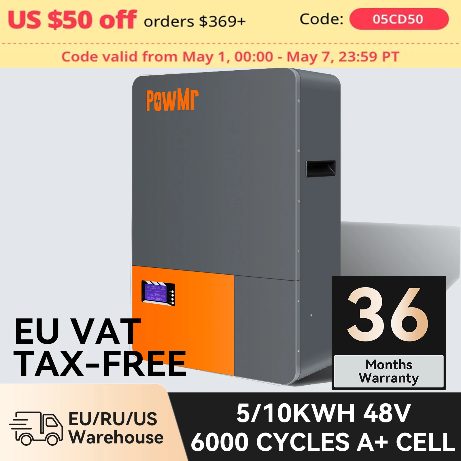 PowMr-Lithium-Powerwall-48V-10KWH-5KWH-LiFePO4-Battery-Pack-6000-Cycle ...