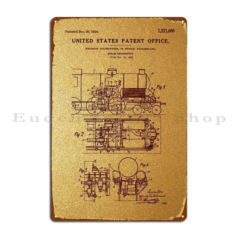 9-Steam-Locomotive-Patent-Metal-Sign-Club-Plaques-Wall-Decor-Printed ...