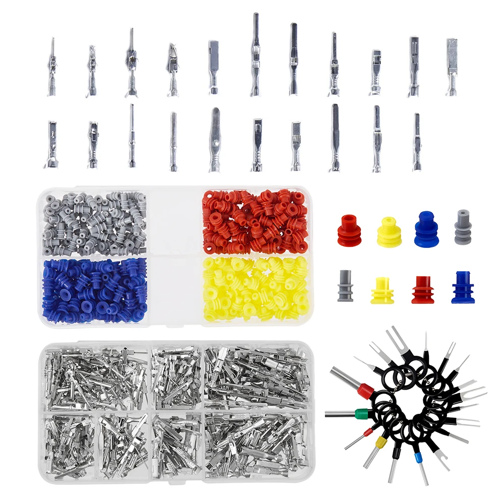 618 Pcs Crimper Terminal Pin Rubber Grommet Set Connector Pins Kit 1-3 ...