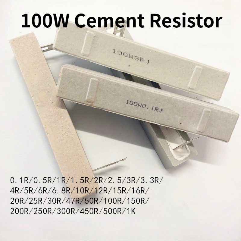 100W Cement Resistor 5% 0.1 0.5 1 1.5 2 2.5 3 3.3 4 5 6 8 10 12 15 20 ...