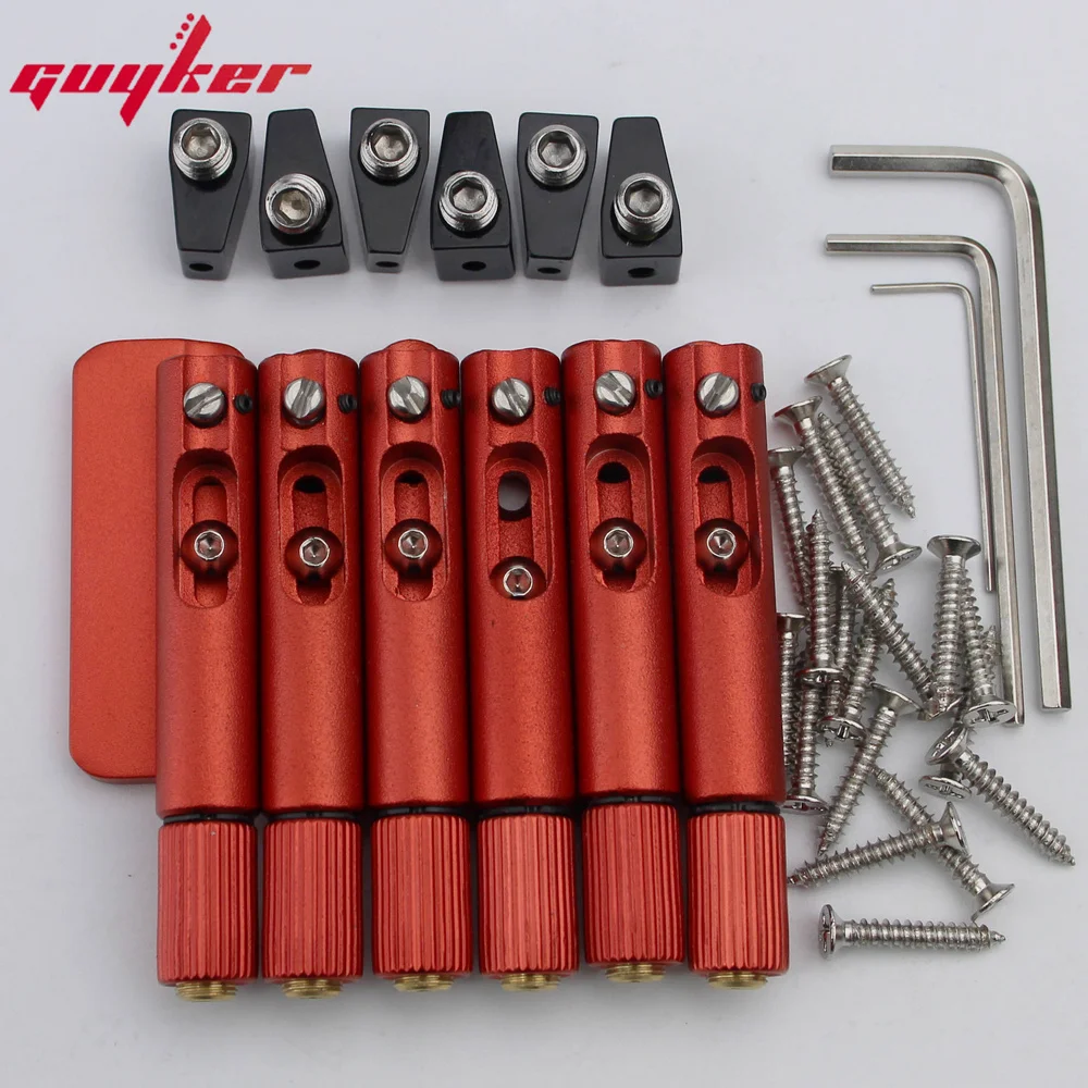 Guyker Single Fixed Brass Fan Bridges Red for 6/7/8 String Electric ...
