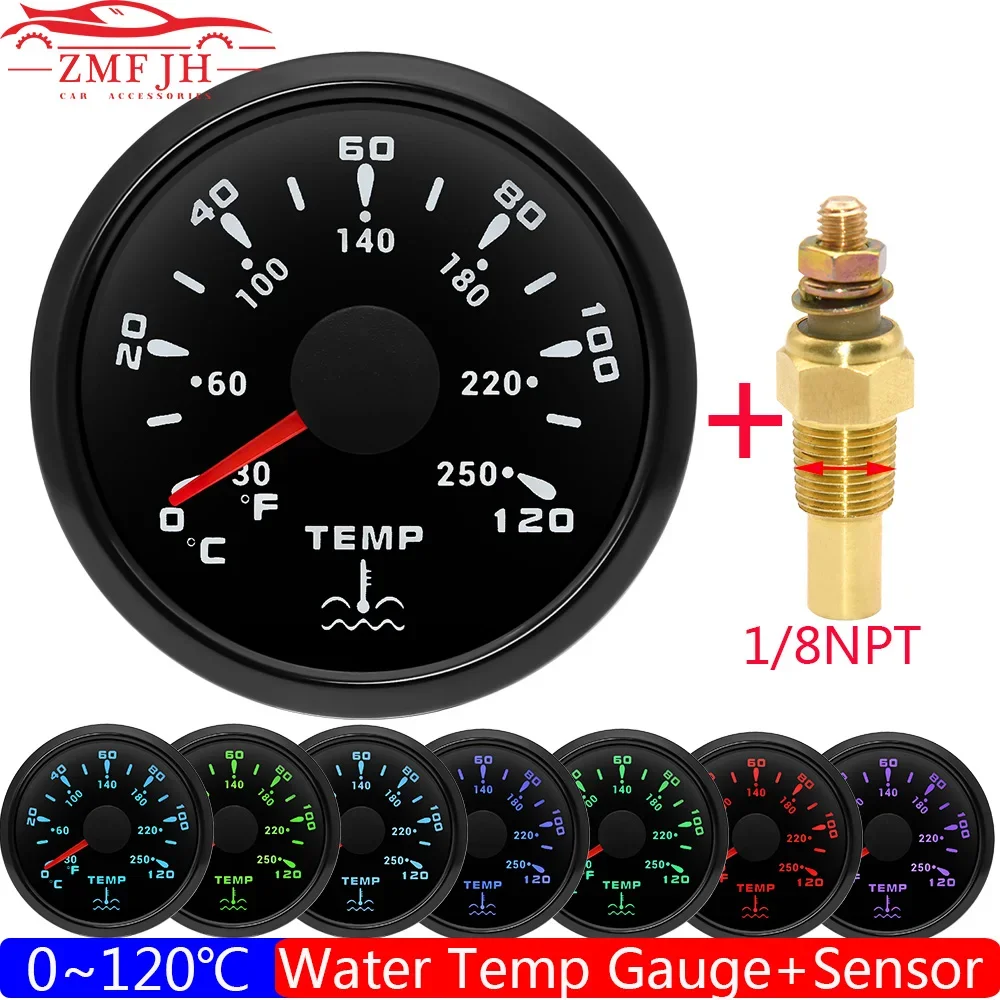 0-120-Water-Temperature-Gauge-with-7-Color-Backlight-2-52MM-Water-Temp ...