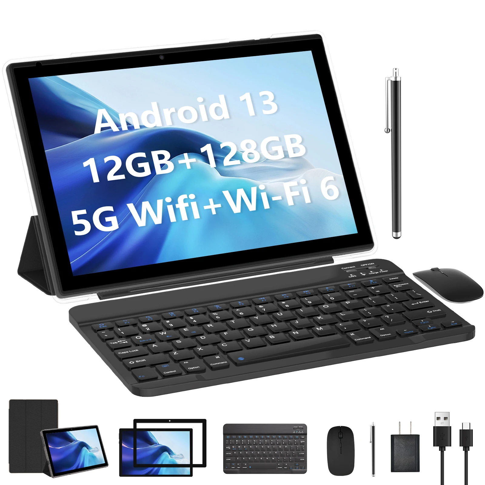 Tablet-PC-Android-13-Expans-vel-Tablets-2-em-1-com-Teclado-Quad-Core-2 ...
