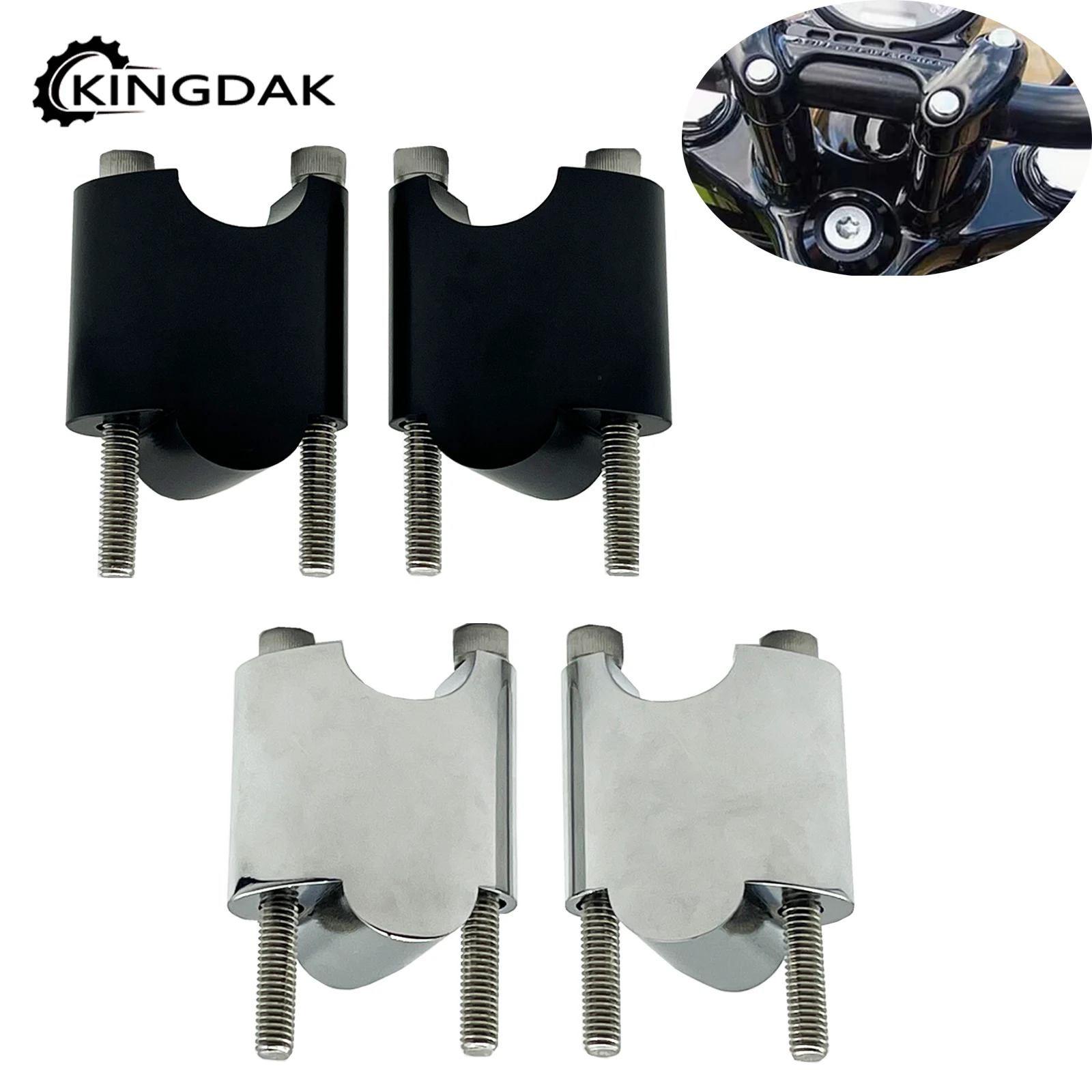 Motorcycle-2-Rise-Handlebar-Riser-1-Bar-Heighten-Block-Extension-Kit ...