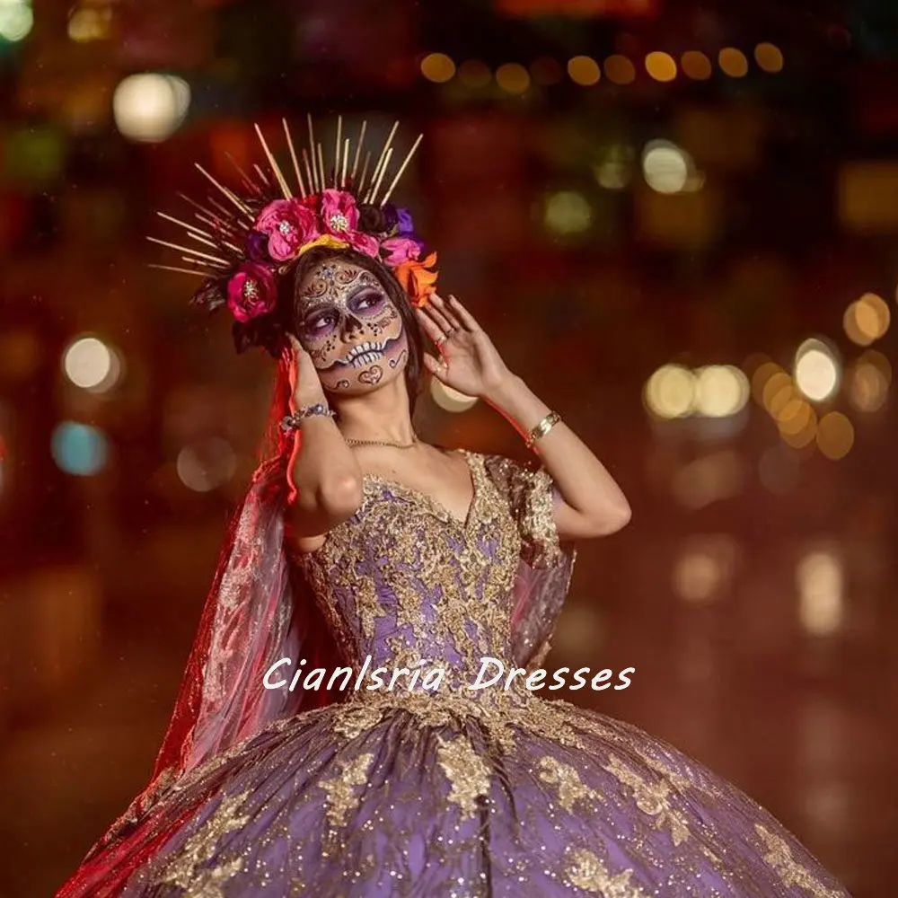 Quinceanera Dresses Purple And Gold