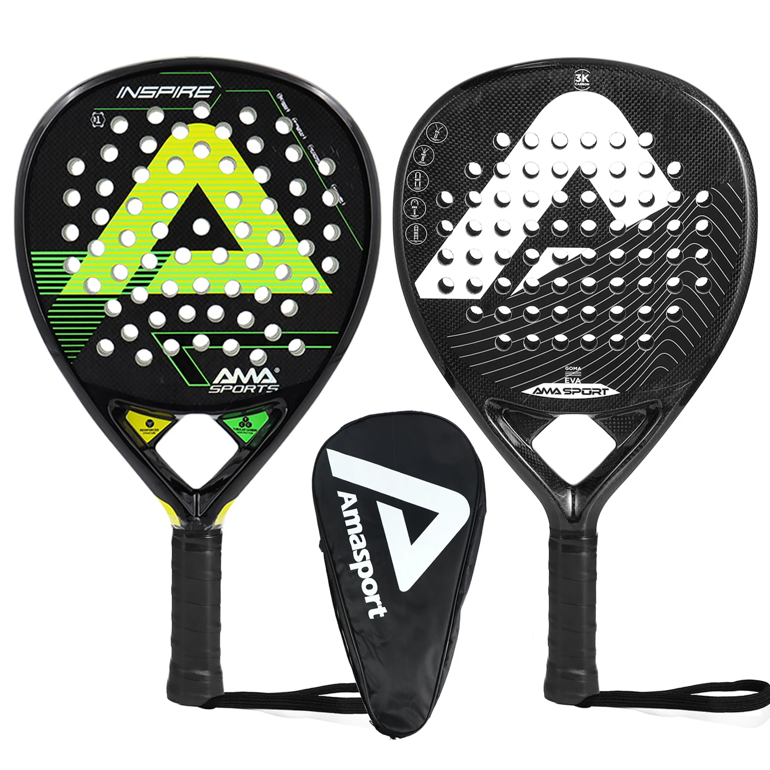AMASPORT-Padel-Racket-Paddle-Shovel-3K-Carbon-Fiber-Tear-Shape-for-Men ...