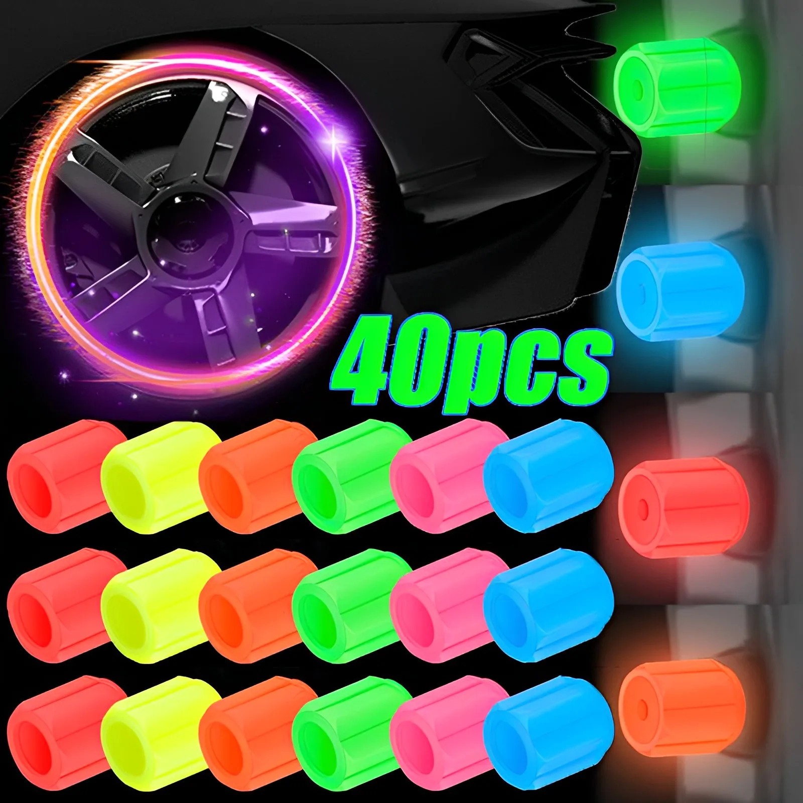 10-40PCS-Car-Luminous-Tire-Valve-Cap-Motorcycle-Bike-Wheel-Nozzle-Night ...