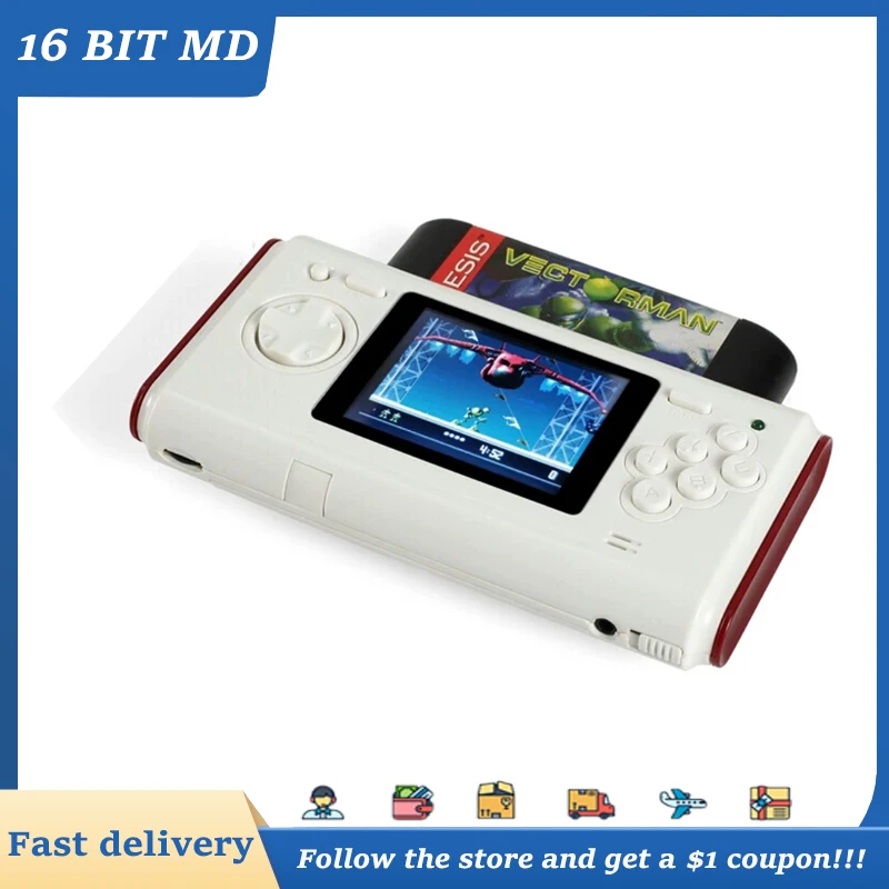 Original-MegaDrive-16-BIT-MD-Compatible-POCKET-MD-White-Retro-Portable ...