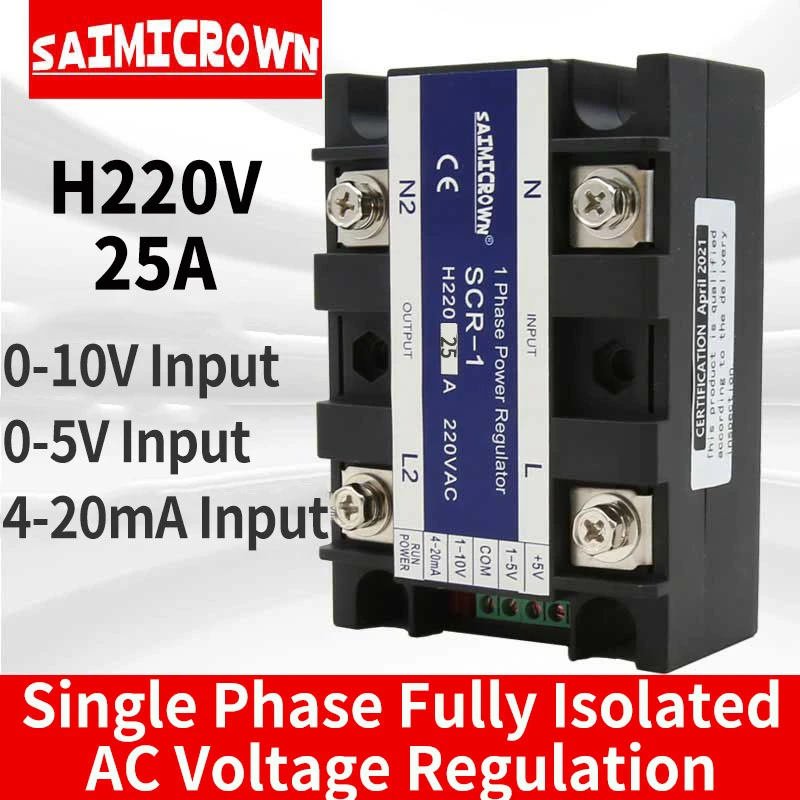Single-phase Voltage Rregulator Power Controller Module 40a Scr-25a 220v Control Signal 0-10v 4 ...