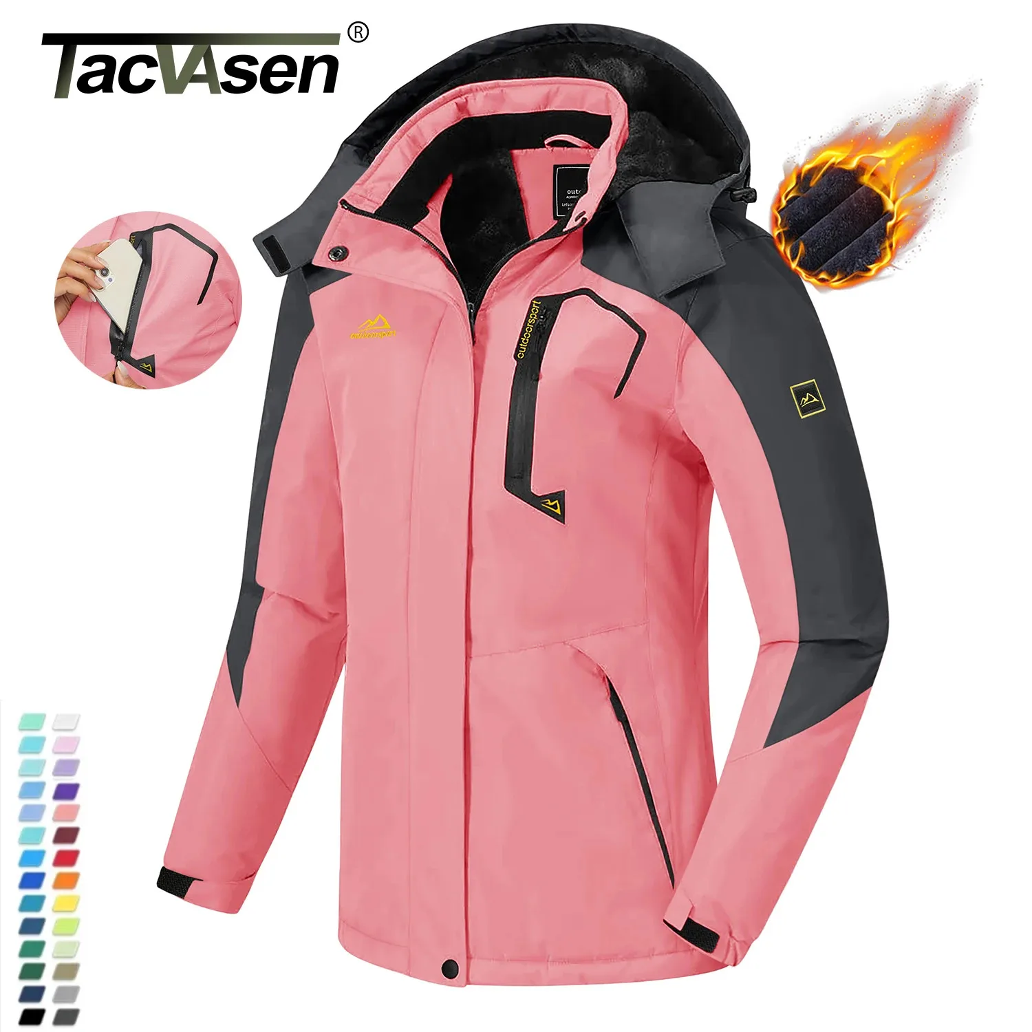 TACVASEN Winter Ski Snowboard Jacket Womens Waterproof Thermal Heavy ...