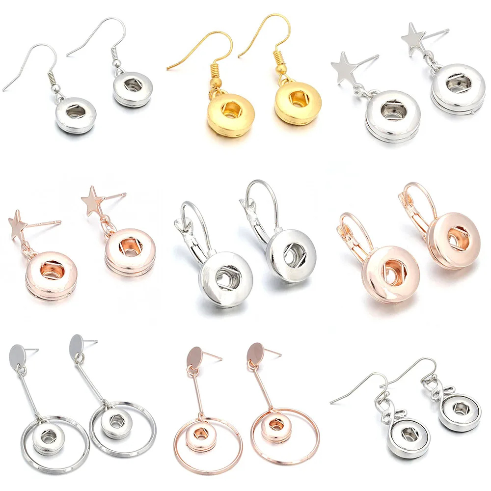 New-Snap-Jewelry-Earring-Metal-12mm-Snap-Button-Earrings-Eardrop-Mini ...
