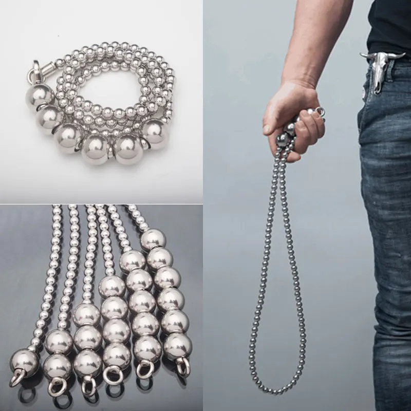 Edc Big Steel Ball Bracelet Outdoor Self Defense Necklace Stainless ...
