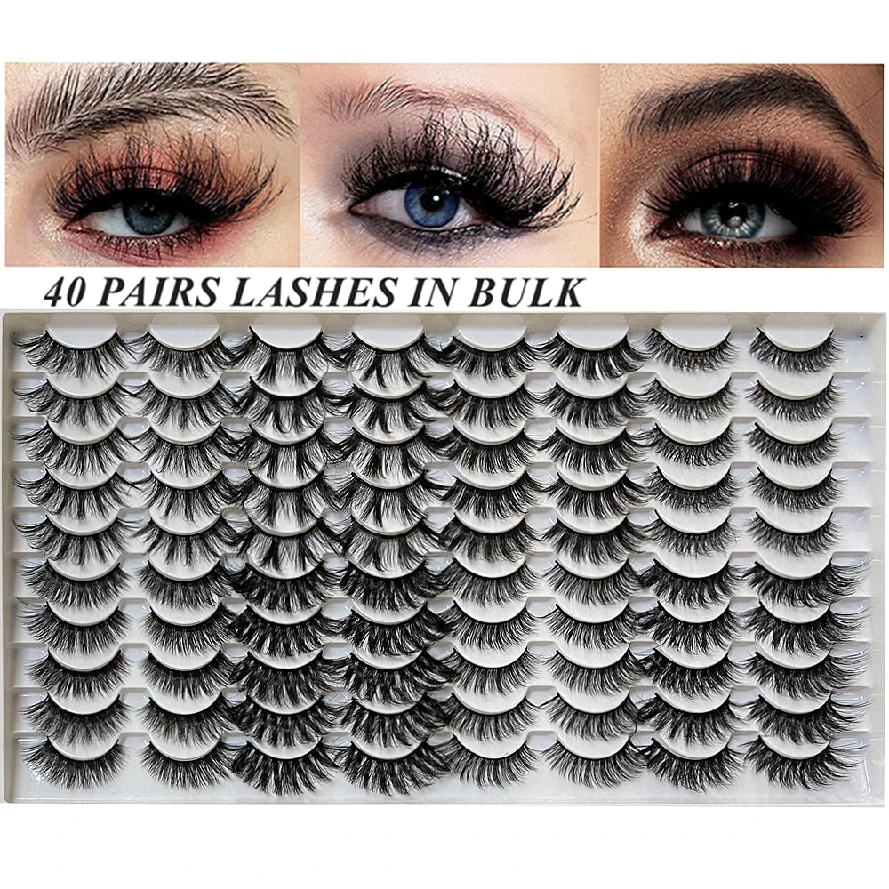 20-30-40-Pairs-3D-Mink-Lashes-Pack-Messy-Fluffy-Long-Faux-Cils ...