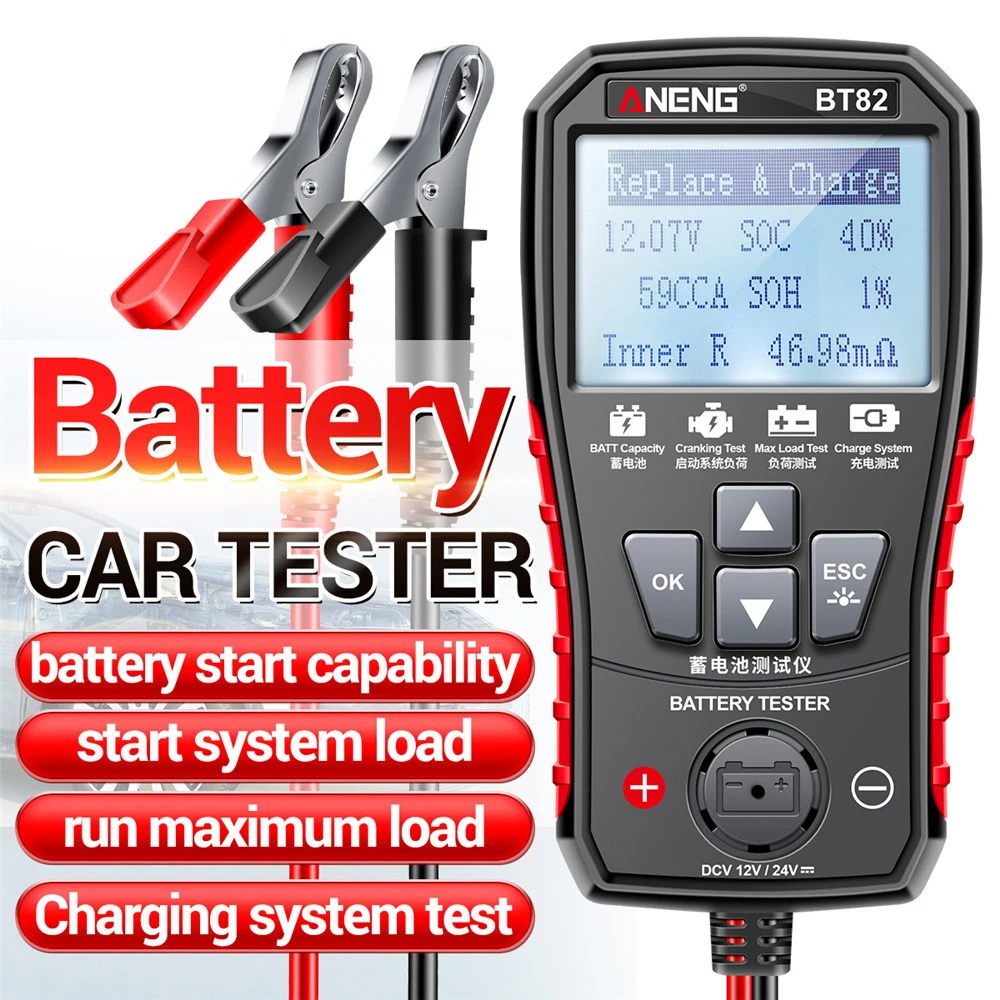 BT82 12V Car Battery Tester Motorcycle Battery Analyzer 24V Truck ...