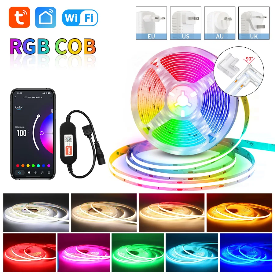 RGB-COB-Led-Strip-12V-Led-Strip-Lights-Smart-Wifi-Diope-LED-Tape ...