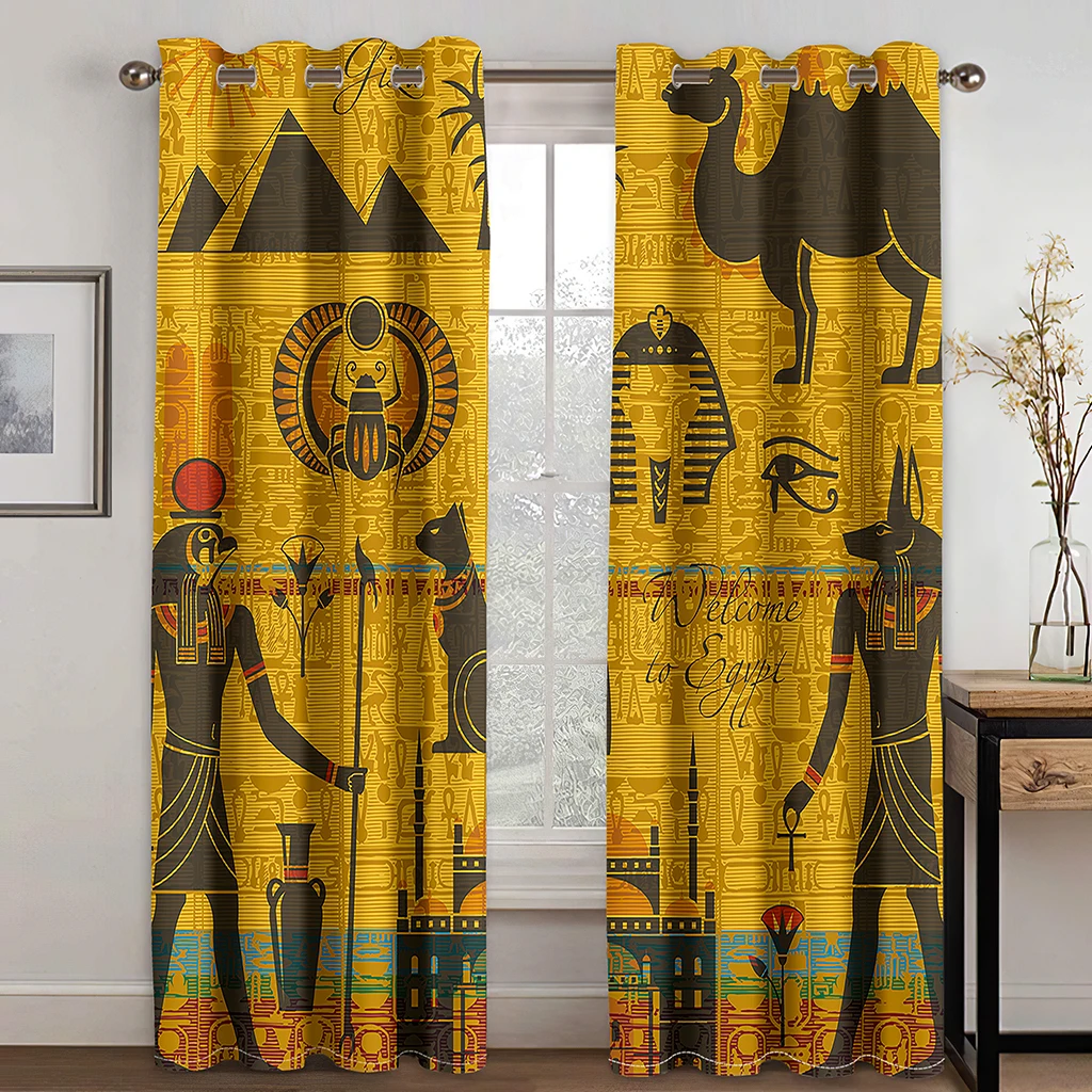 Egyptian-Mural-World-Famous-Decorative-Curtain-Polyester-Shade-Durable ...