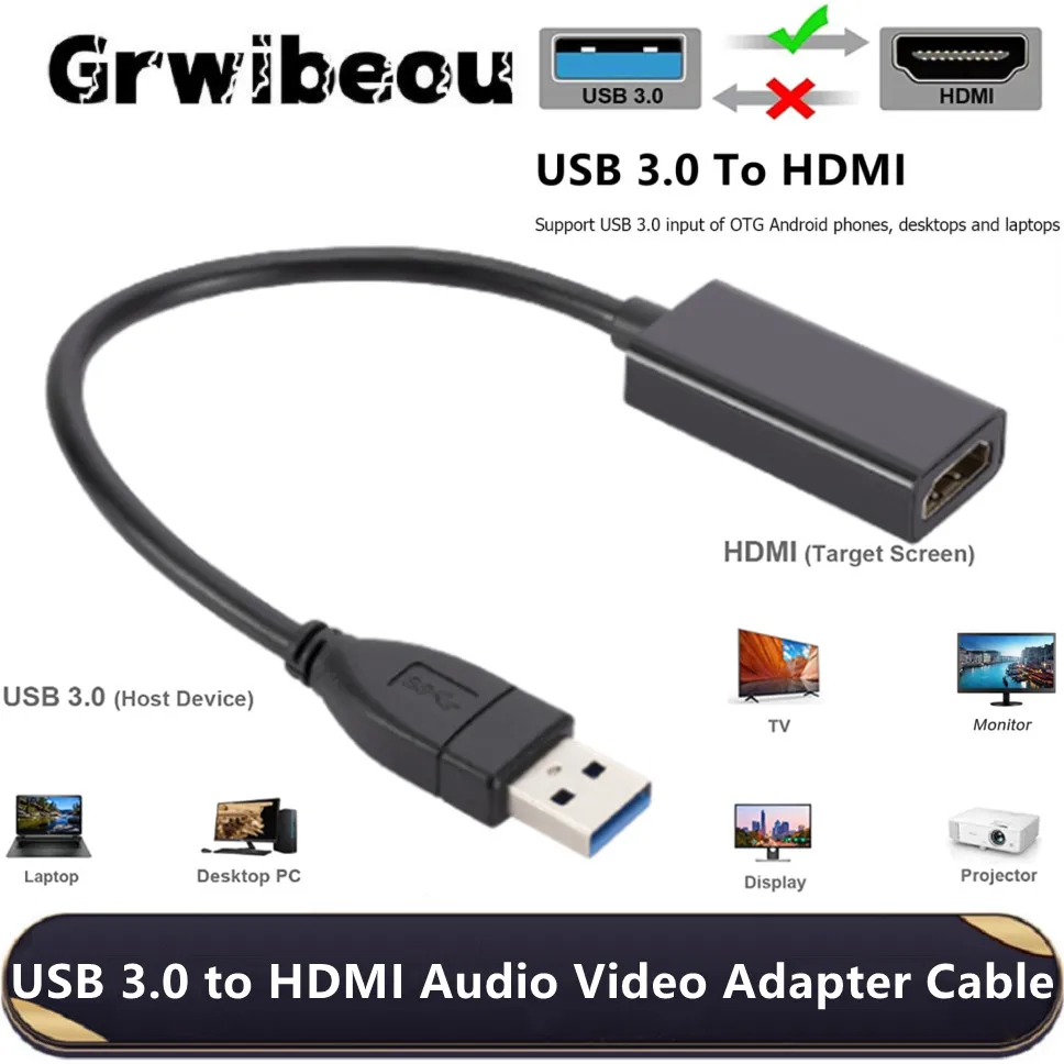 USB-3-0-to-HDMI-Compatible-Converter-1080P-USB-Male-to-HDMI-Female ...