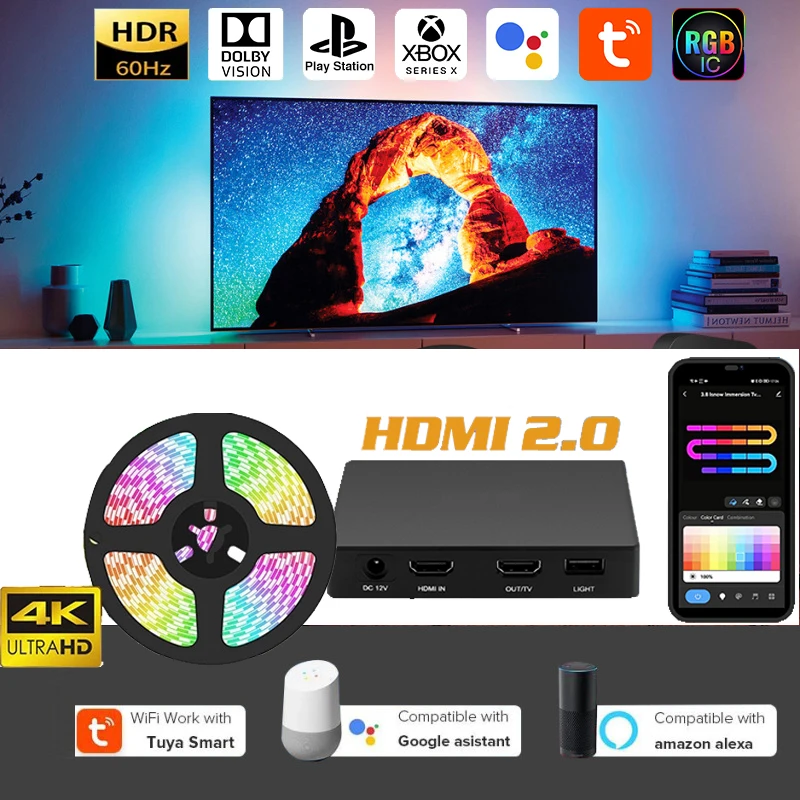 Smart-Ambient-TV-Led-Backlight-For-4K-HDMI-2-0-Device-Sync-Box-Led ...