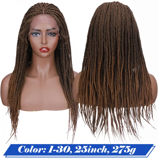 25inch Synthetic Braided Lace Front Wig With Baby Hair Box Braids Lace ...