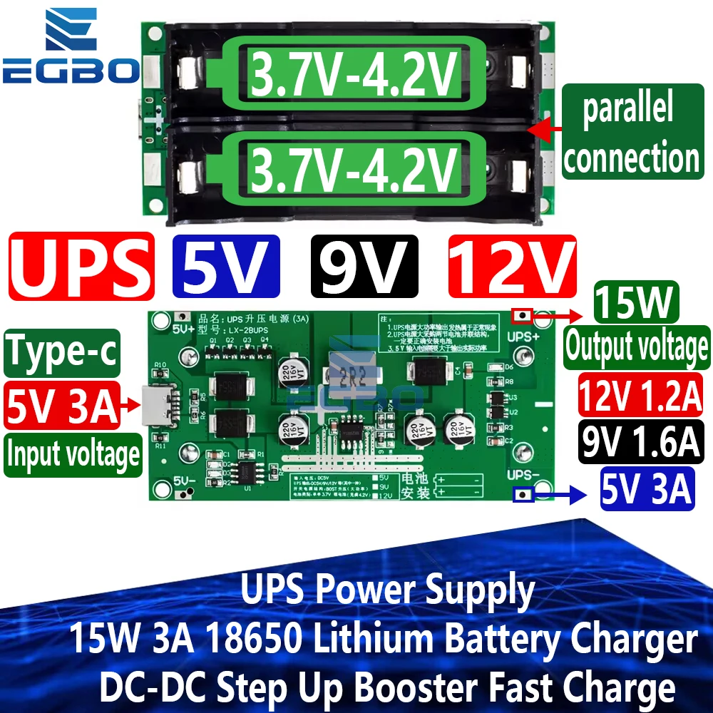 1-10PC-Type-C-15W-3A-18650-Lithium-Battery-Charger-Module-DC-DC-Step-Up ...