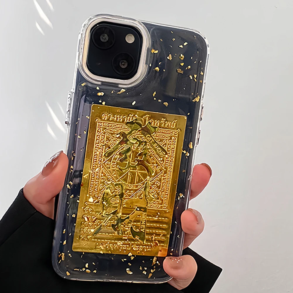 Luxury Get Rich Gold Foil Epoxy Phone Case For iPhone 16 15 14 13 11 12 ...
