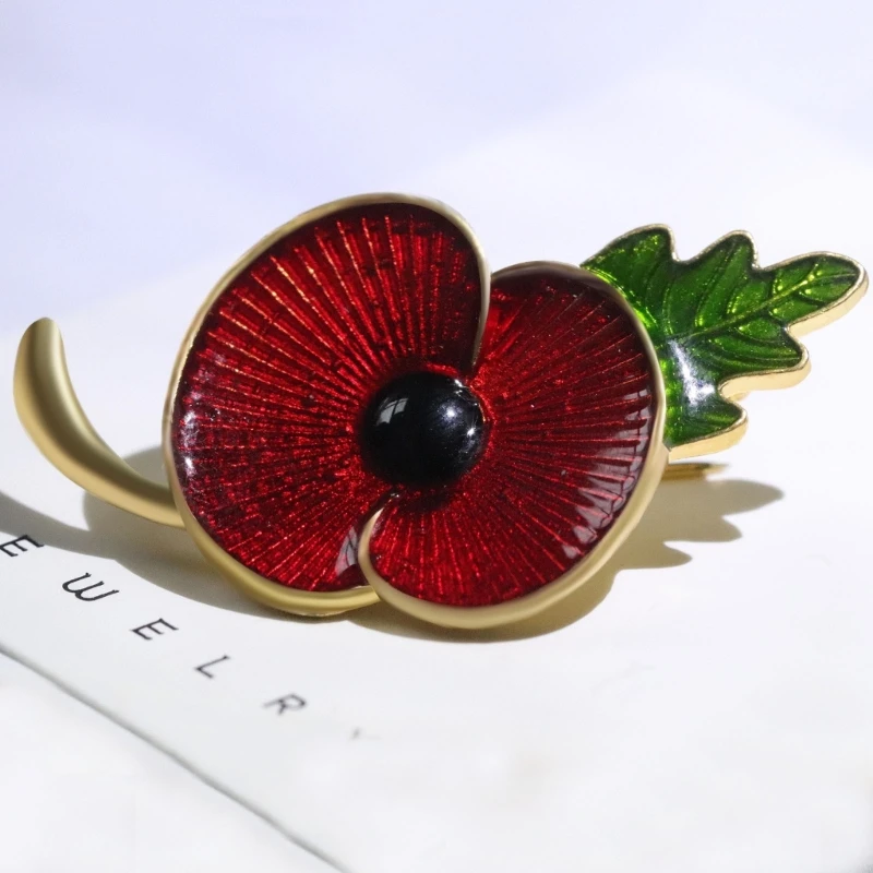 Retro-Poppys-Stem-Flower-Brooch-Floral-Lapel-Pin-Handmade-Breastpin ...