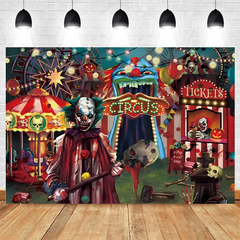Horror Carnival Photo Booth 8x6FT Halloween - Scary Evil Circus ...