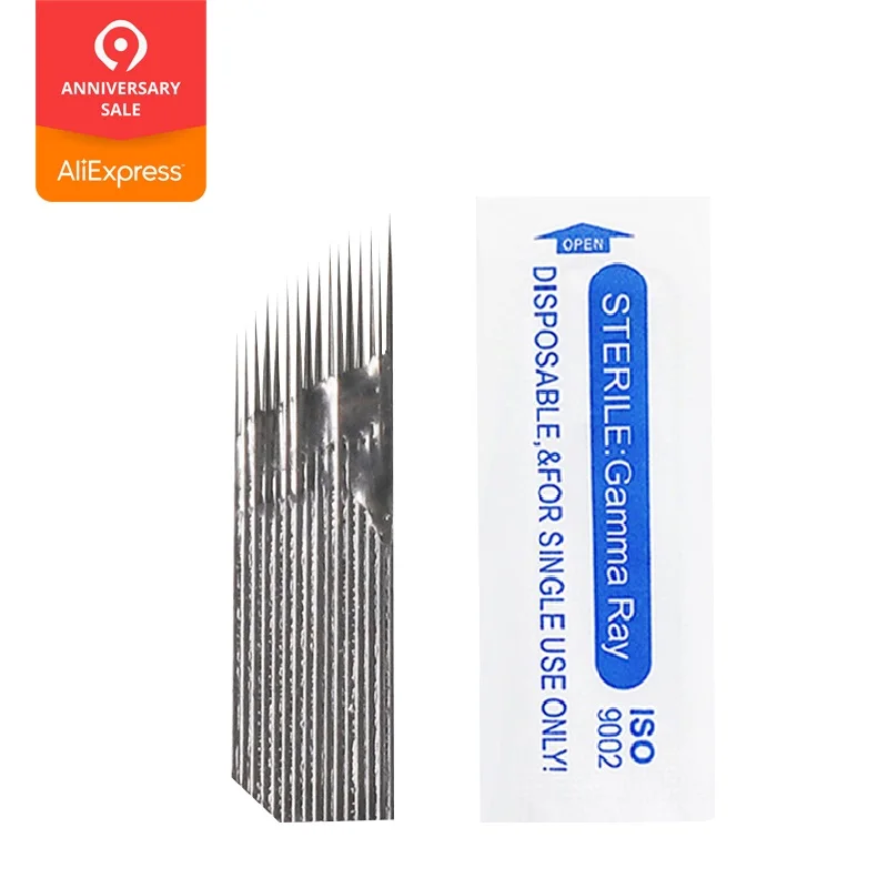 100Pcs 3 Rows Line 16Pin Needle Permanent Eyebrow Makeup Fine Needle ...