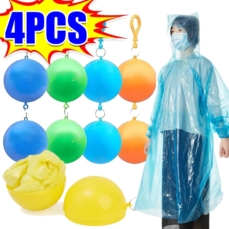 1/4PCS Disposable Raincoat Ball Portable Colorful Thicken Rain Ponchos ...